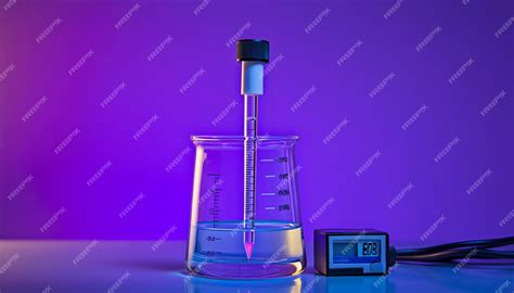 A Ph Meter Probe Submerged In A Beaker Of Liquid With A Digital Display Showing The Ph Level