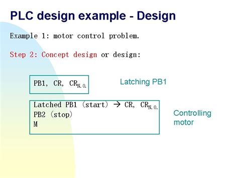 PLC Design Example Example 1 Motor Control Problem