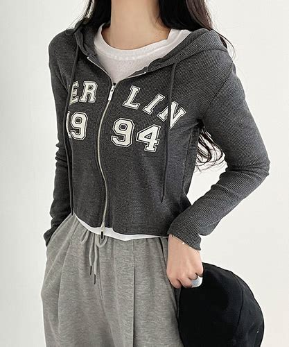 힙핑 💖핏보장💖 제린 골지 슬림핏 투웨이 긴팔 후드집업 봄 가을 데일리 꾸안꾸 지퍼 영문 레터링 10대 대학생 개강룩 데일리룩