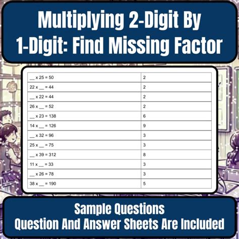 Multiply 2 Digit By 1 Digit Find Missing Factor Mystery Picture P0218
