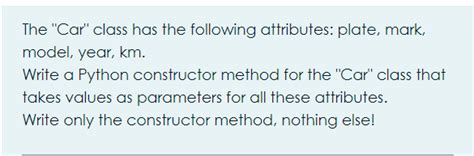 Solved The Car Class Has The Following Attributes Plate Chegg