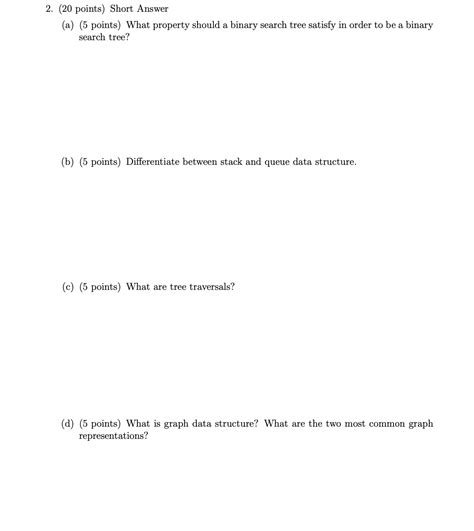 Solved 2 20 Points Short Answer A 5 Points What