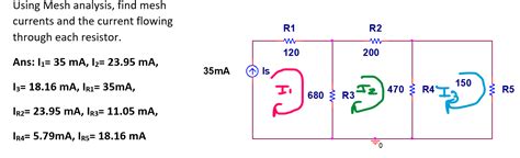 Solved Using Mesh Analysis Find Meshcurrents And The