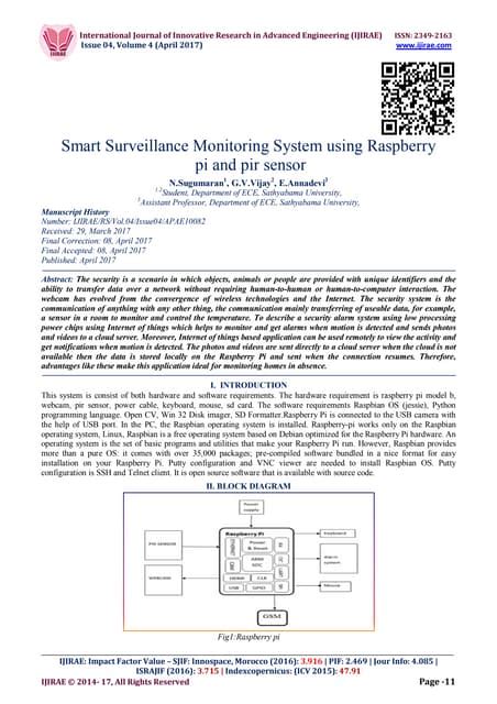Smart Surveillance Monitoring System Using Raspberry Pi And Pir Sensor