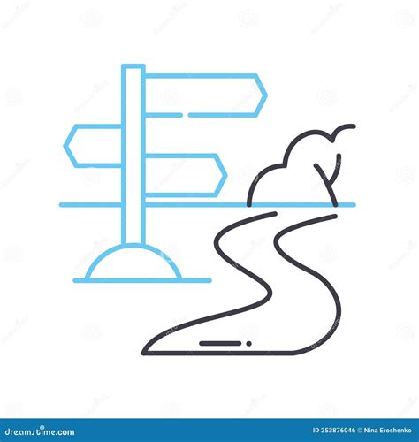 Road Signpost Line Icon Outline Symbol Vector Illustration Concept Sign Stock Vector