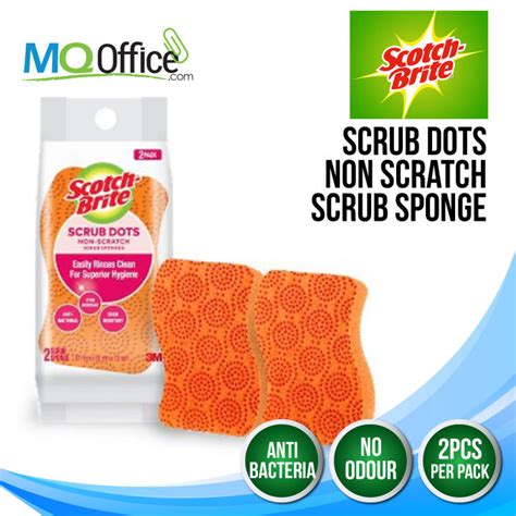 3m Scotch Brite Scrub Dots Non Scratch Scrub Sponge 1 Or 2 Pcs Pack Mqoffice Lazada