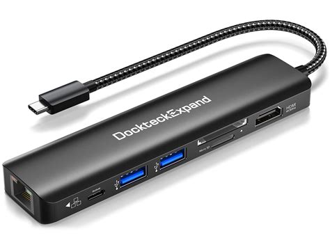Usb C Hub Multiport Adapter Dockteckexpand Usb C Dongle 7 In 1 With 4k 60hz Hdmi Port 1gbps