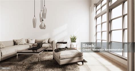 나무 바닥에 흰색 벽과 카펫에 소파 안락 의자를 갖춘 거실 현대적인 스타일3d 렌더링 0명에 대한 스톡 사진 및 기타 이미지