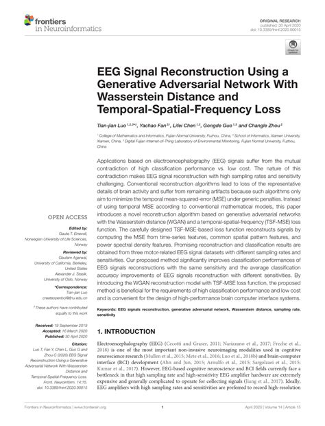 Pdf Eeg Signal Reconstruction Using A Generative Adversarial Network With Wasserstein Distance
