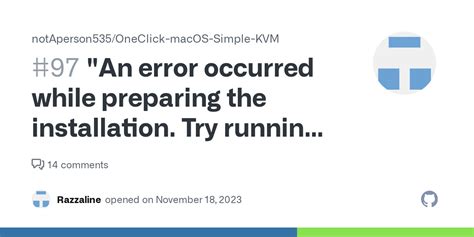 An Error Occurred While Preparing The Installation Try Running This