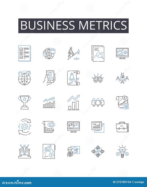 Performance Measures Line Icons Collection Metrics Kpis Evaluation Analytics Scorecards