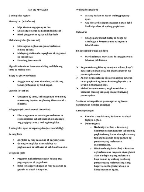 Quarter 2 Esp 10 Reviewer Pdf