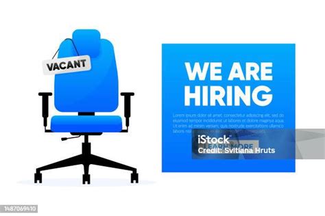 포스터 위트 사무실 의자 표지판 공석 우리는 고용 공개 공석입니다 채용 및 채용 개념 벡터 일러스트레이션 가구에 대한 스톡 벡터 아트 및 기타 이미지 Istock