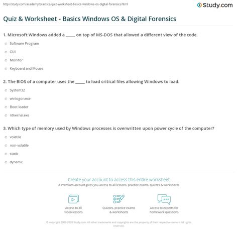 Quiz Worksheet Basics Windows OS Digital Forensics Study Com