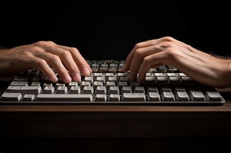 Premium Photo Close Up Of Male Hands Typing On Computer Keyboard In Dark Room Ai Generated