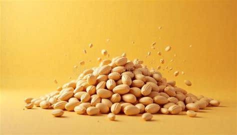 Pile Of Light Brown Beans On A Yellow Background Stock Illustration Illustration Of Abstract