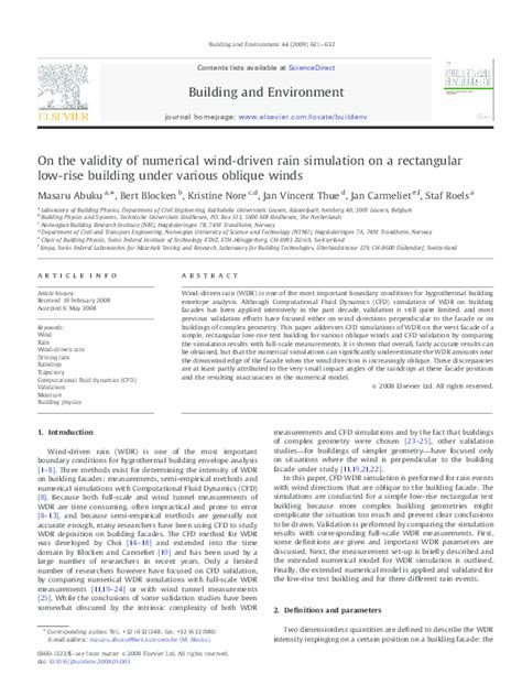 Pdf Comparison Of Calculation Models For Wind Driven Rain Deposition On Building Facades