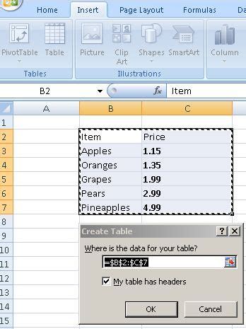 MS Excel Tutorial Tables Creating An Excel Table How To Excel At Excel