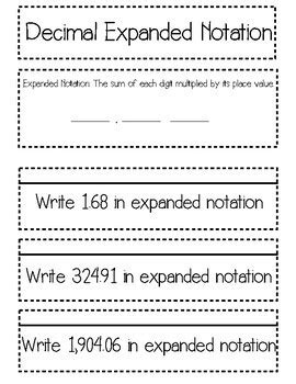 Decimal Expanded Notation Interactive Notebook Activity Quick Check