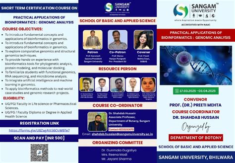 Short Term Certificate Course “practical Applications Of Bioinformatics Genomic Analysis