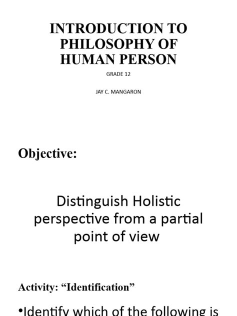 Holistic And Partial Perspective Pdf Thought Well Being