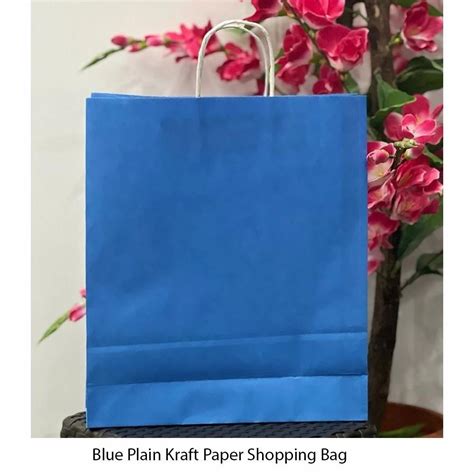 Blue Plain Kraft Paper Shopping Bag Loop Handle Capacity 4 Kg At ₹ 6