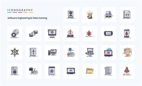 25 Software Engineering And Video Gaming Line Filled Style Icon Pack