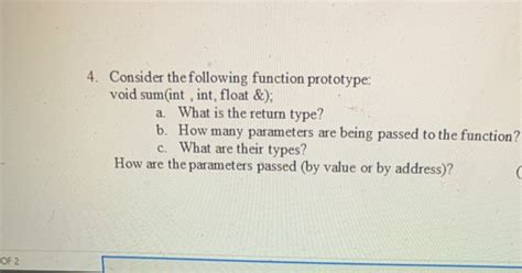 Solved 4 Consider The Following Function Prototype Void