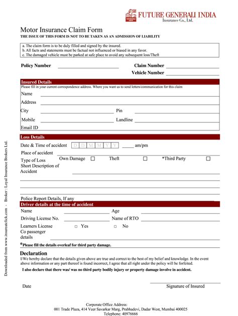 Future Generali Motor Claim Form Fill Out And Sign Online Dochub