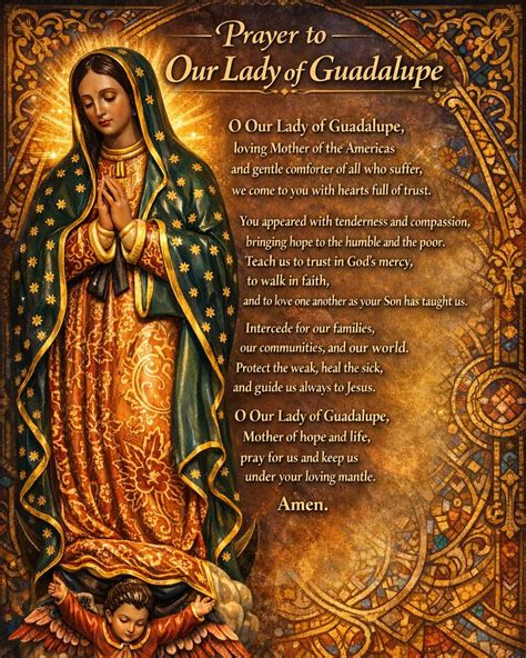 Prayer Prayer To Our Lady Of Guadalupe O Our Lady Of Guadalupe