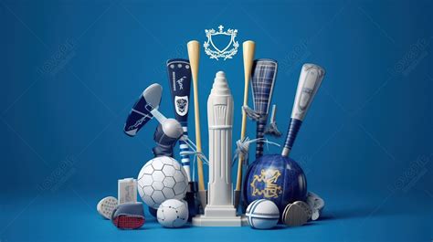 생생한 파란색 배경에 토너먼트 장비를 갖춘 스코틀랜드 크리켓 팀의 놀라운 3d 렌더링 놀라 배경 크리켓 배경 게임 캐릭터 배경 이미지 Hd 놀라 크리켓 게임