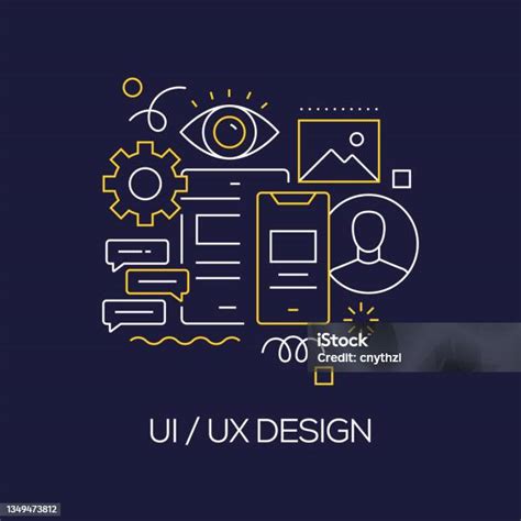 일러스트레이션 사용자 인터페이스 개념의 벡터 집합입니다 웹 페이지 배너 포스터 인쇄 등을 위한 라인 아트 스타일 배경 디자인 벡터 일러스트레이션 0명에 대한 스톡 벡터 아트