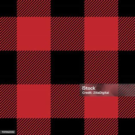 레드 검정 버팔로 체크 나무 꾼 패턴 셔츠 직물 디자인 발렌타인 데이 섬유 원활한 타일 스트라이프 텍스처입니다 벡터 일러스트입니다 버팔로 체크에 대한 스톡 벡터 아트 및