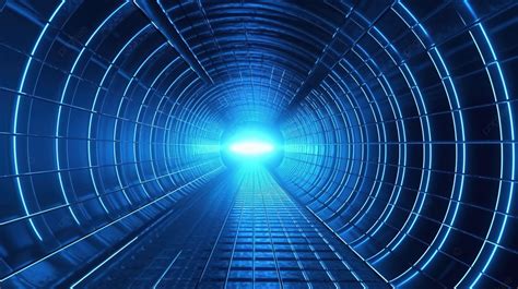 파란색 배경에 대한 기술 와이어프레임 터널의 미래 지향적인 3d 그리드 동적 파동 미래 기술 기술 물결 디지털 미래 배경