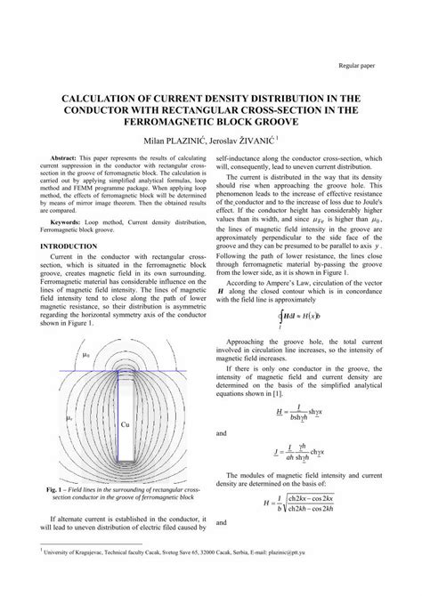 Pdf Calculation Of Current Density Distribution Filesworkspdfplazinic Milan