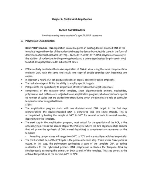 Chapter 6 Nucleic Acid Amplification Pdf Polymerase Chain Reaction