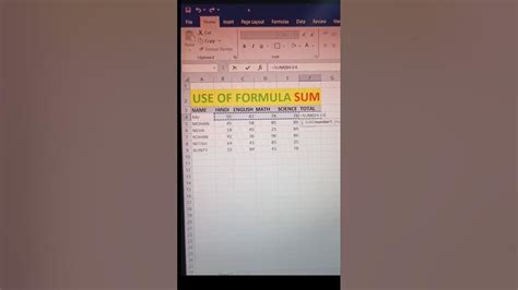 Excel Me Sum Ka Formula Kaise Lagaye Youtube