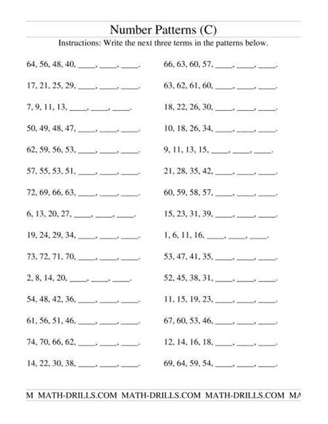 The Growing And Shrinking Number Patterns C Math Worksheet Number Patterns Worksheets Math