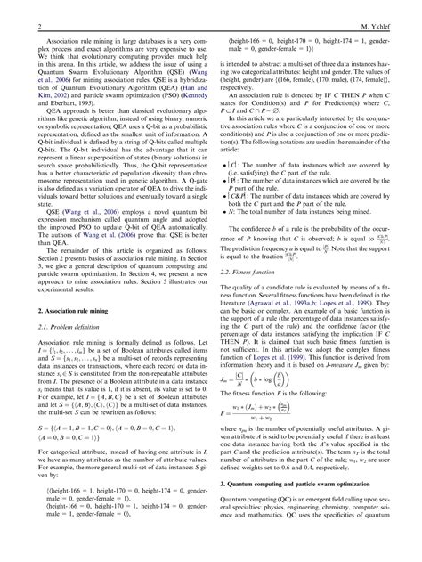 Solution A Quantum Swarm Evolutionary Algorithm For Mining Association Rules In Large Databases
