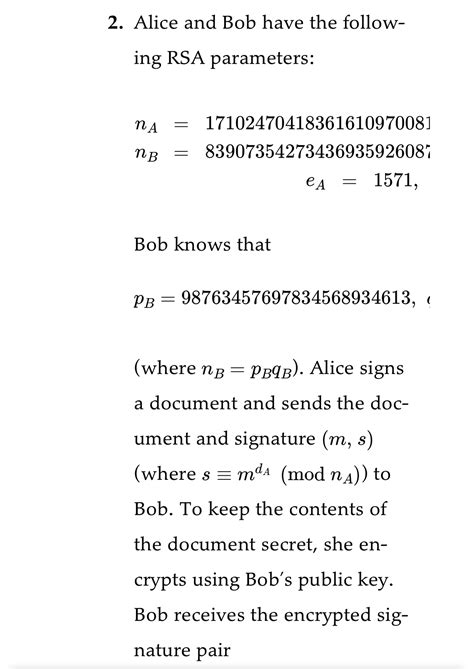 Solved Alice And Bob Have The Following RSA Chegg