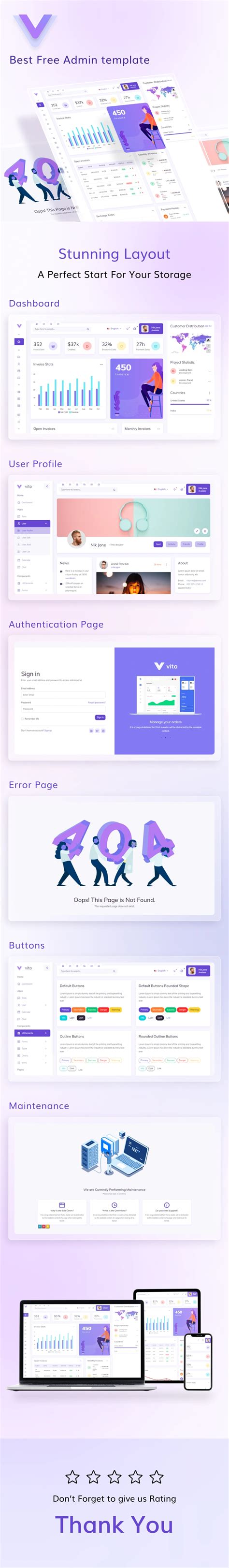 Free Html Admin Dashboard Template Vito Lite Iqonic Design