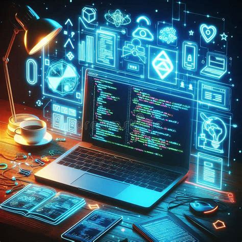 Neon Software Development Concept Stock Illustration Illustration Of Intelligence Website