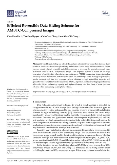 Pdf Efficient Reversible Data Hiding Scheme For Ambtc Compressed Images