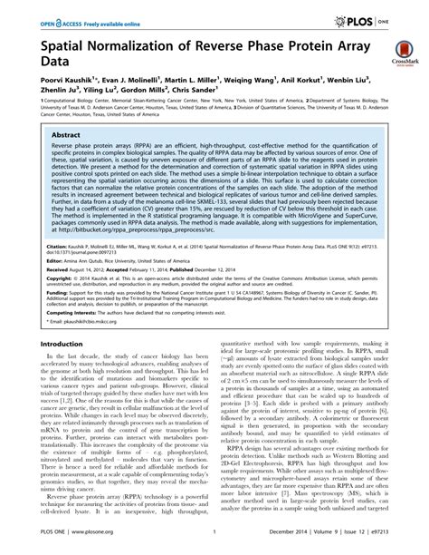 pdf spatial normalization of reverse phase protein array data