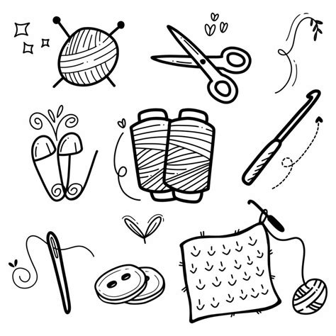 Sewing Drawing Cartoon Seamstress Coloring Line Leishman Pages