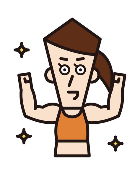 근육질의 사람여성의 삽화 무료 일러스트 소재집 Kukukeke