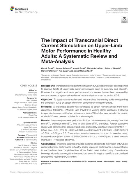 Pdf The Impact Of Transcranial Direct Current Stimulation On Upper Limb Motor Performance In