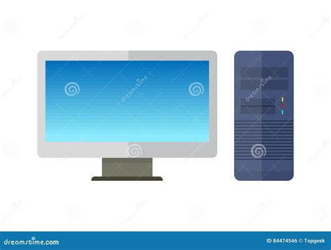 Computer Monitor With Computer System Unit Stock Vector Illustration Of High Home 84474546