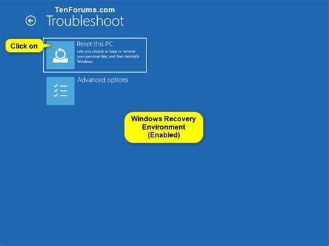 Enable Or Disable Windows Recovery Environment In Windows 10 Tutorials