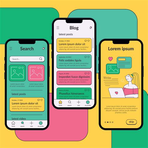 Colored Mobile App Ui Mockup Template Vector 18861150 Vector Art At Vecteezy